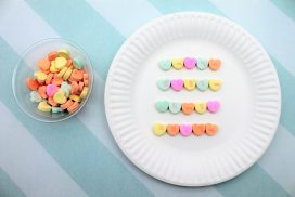 Valentine's Day Candy Heart Math Activity - Milestone Mom